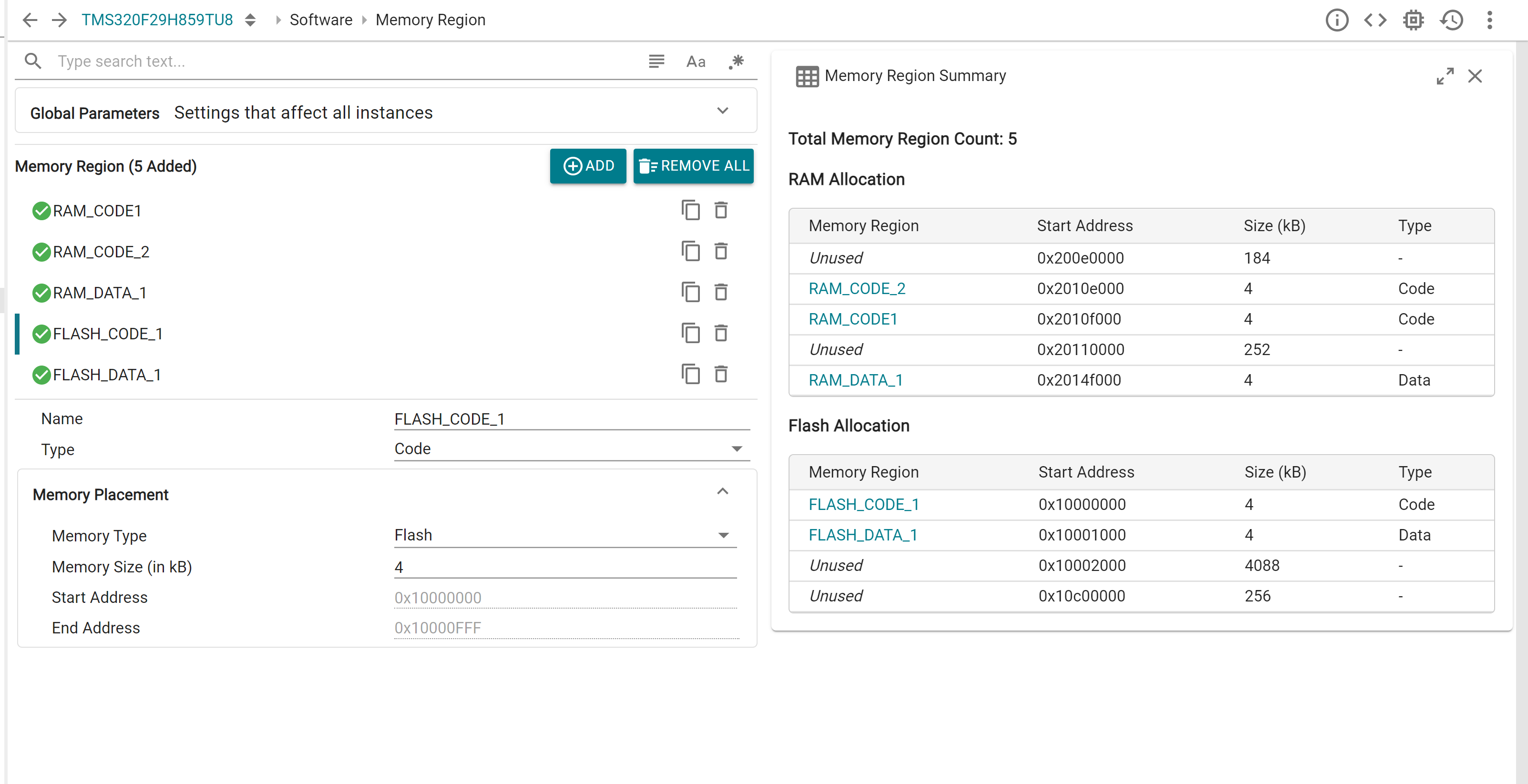 F29H85x-SDK: Memory Allocation