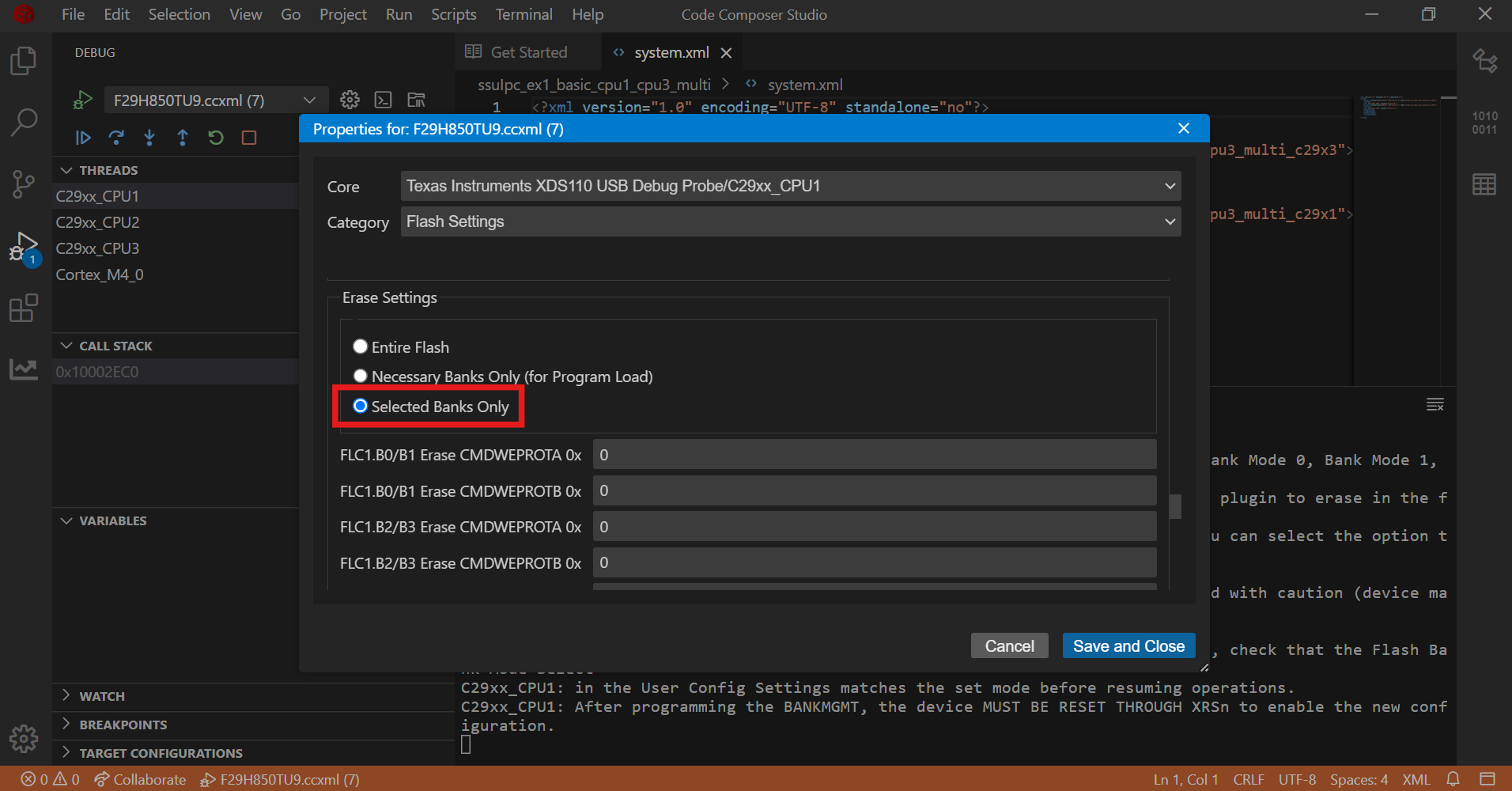 F29H85x-SDK: Multi Core Example Build and Run