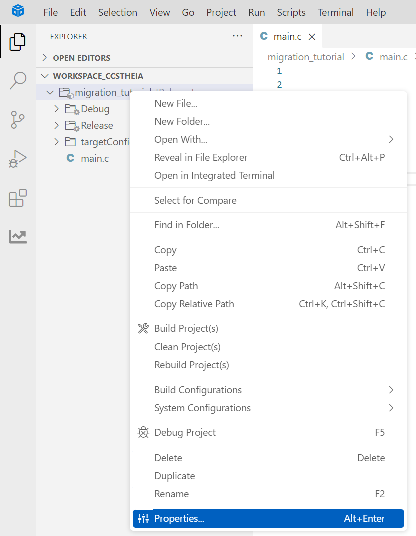2. Migrating cl2000 CCS Projects to c29clang — C29 Clang Compiler Tools User's Guide